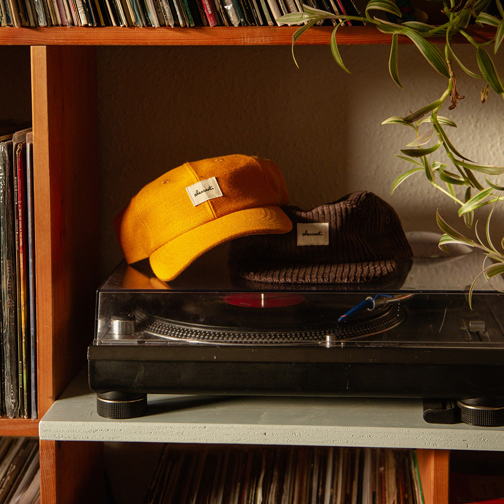 Plaid & striped beige upcycled 5-panel cap – Pleasant